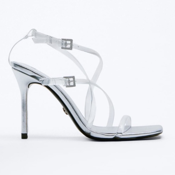 Zara | Shoes | Zara Clear Strappy Sandals Rhinestone Buckles Size 65 ...